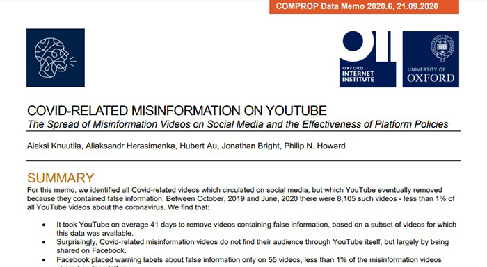 DemTech | Covid-related misinformation on YouTube: The spread of ...